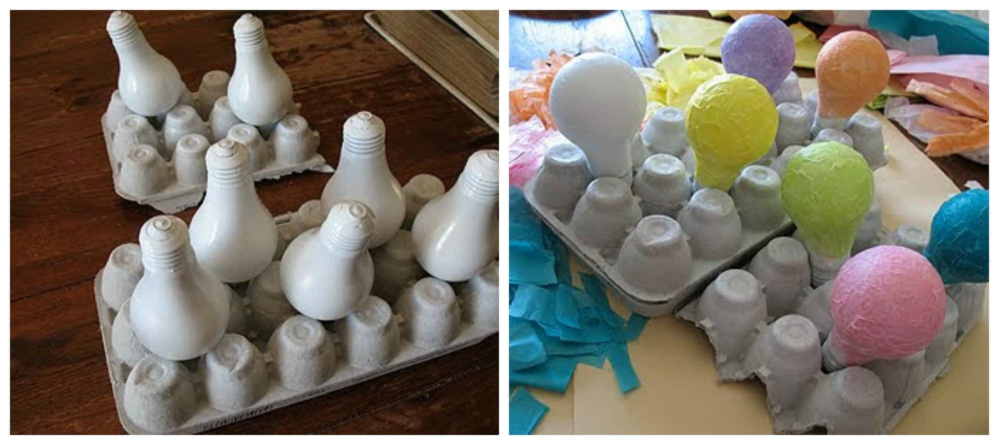 Light Bulb Birds - light bulb craft, tissue paper decoupage birds