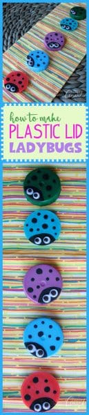 Plastic Lid Ladybugs: a cute kid's craft made from recycled milk lids!