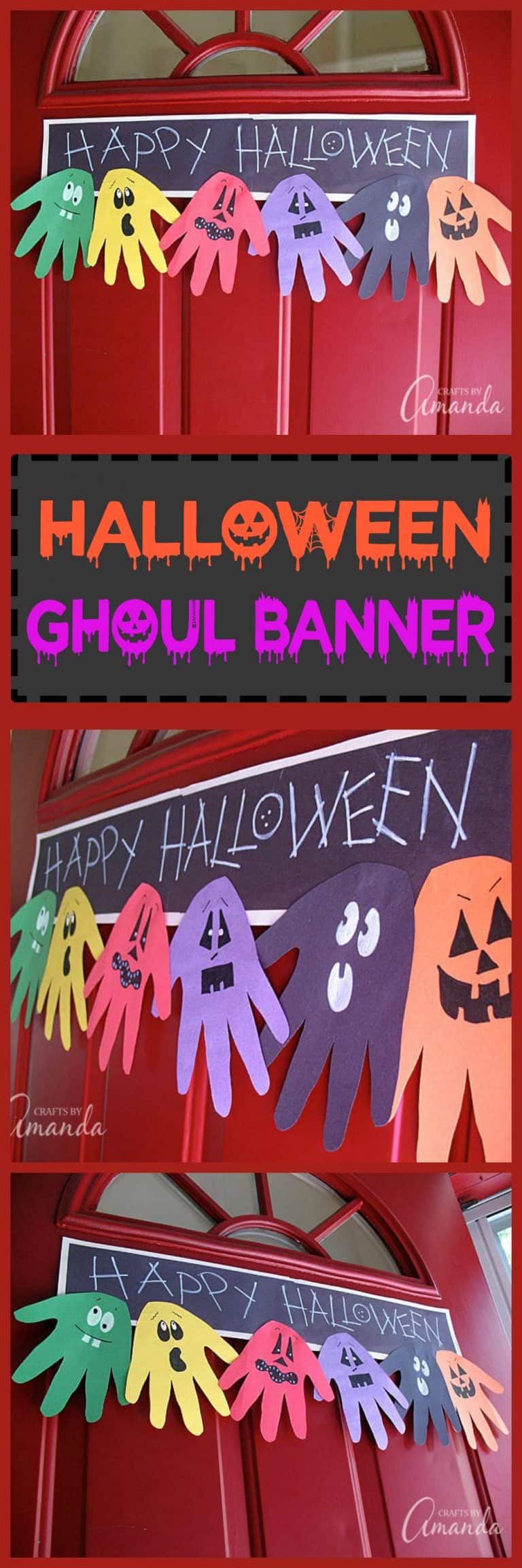 Halloween Handprint Ghoul Banner - a fun handprint craft