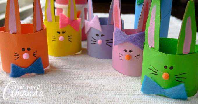 Cardboard Tube Bunny Rabbit Family: an cute Easter craft kids will love!
