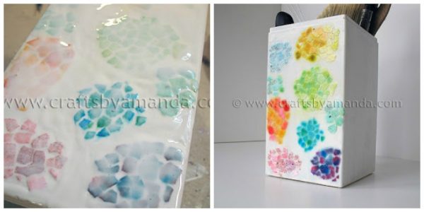 Egg Shell Mosaic Vase: use your colored egg's egg shells to make a vase!