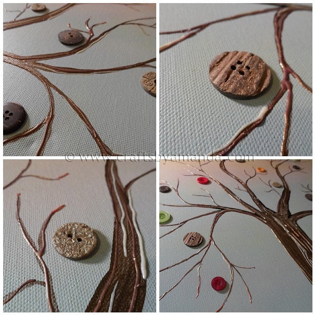 Button Tree: a beautiful canvas project full of vibrant colors