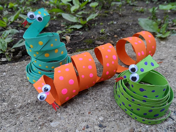 Cardboard Tube Coiled Snakes - Crafts by Amanda