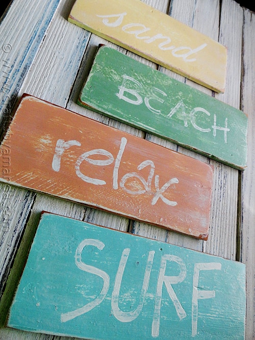 Beach Signs: weathered rustic beach signs you can make yourself