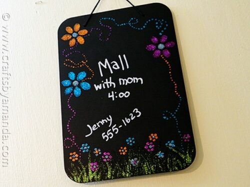 Glitter Flower Power Chalkboard - Crafts by Amanda