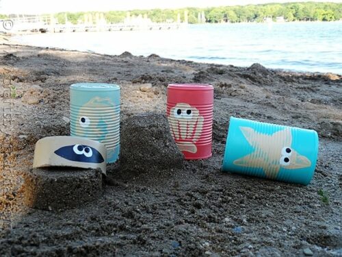 Sea Creature Sand Castle Cans - Crafts by Amanda
