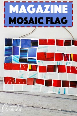 Magazine Mosaic Flag: an easy patriotic craft using old magazines