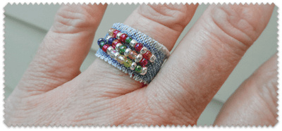Denim Beaded Ring - Crafts by Amanda