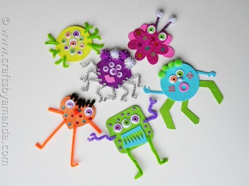 Glitter Foam Monsters - Crafts by Amanda