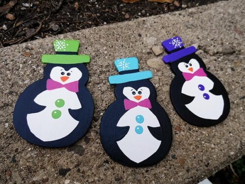 Painted Wood Penguins - Crafts by Amanda
