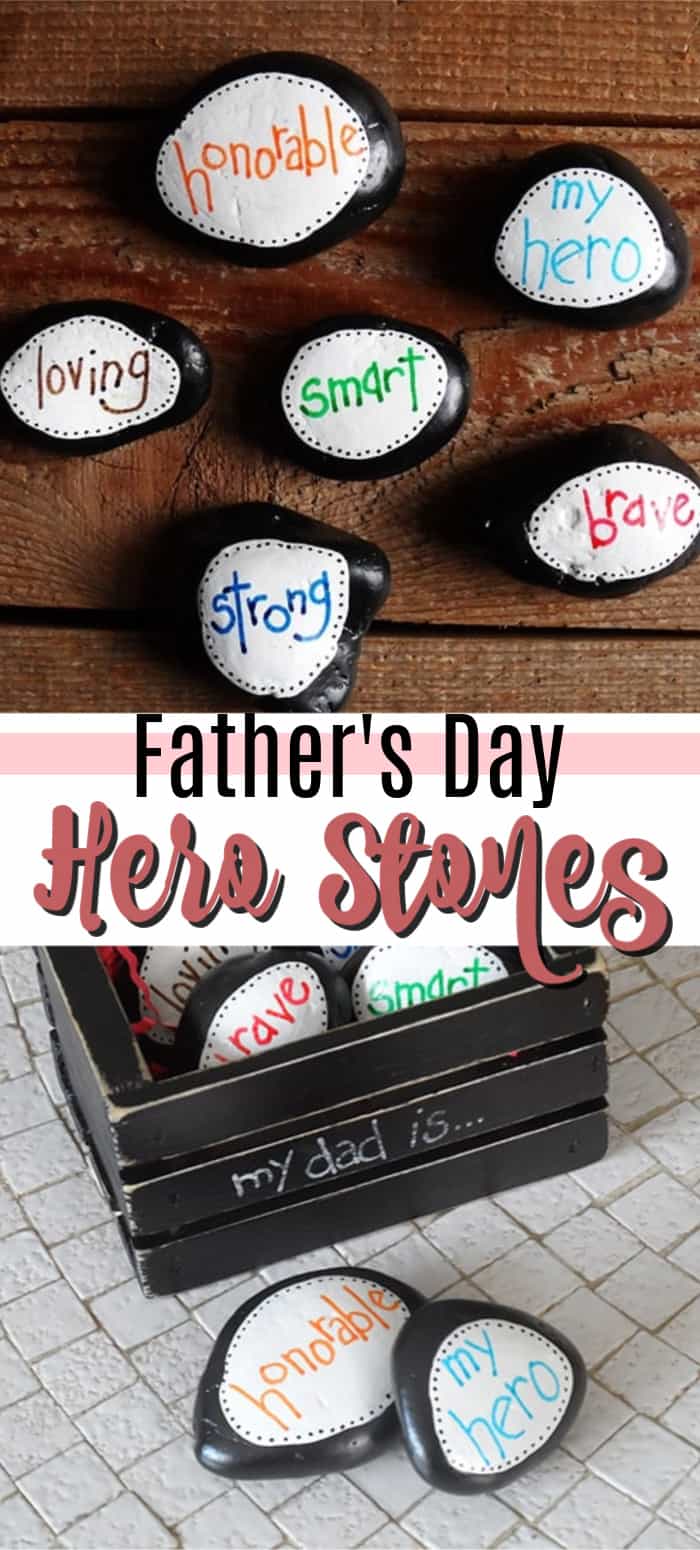 Father's Day Hero Stones- Father's Day Gift Idea - Crafts by Amanda