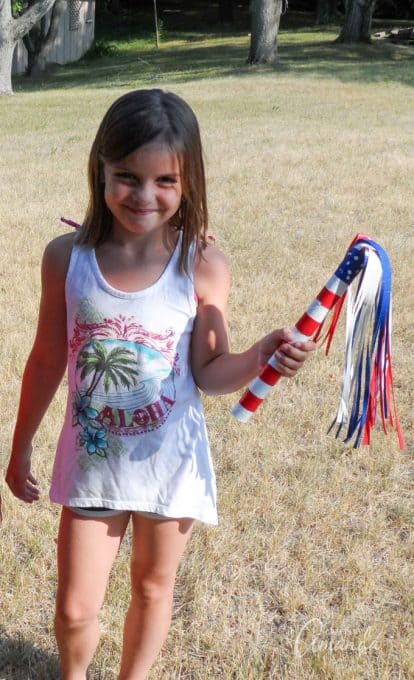 Patriotic Duct Tape Parade Stick: have the kids help with this ...