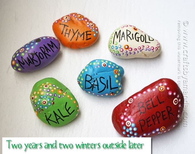 Rock Garden Markers: paint rocks to make markers for your plants