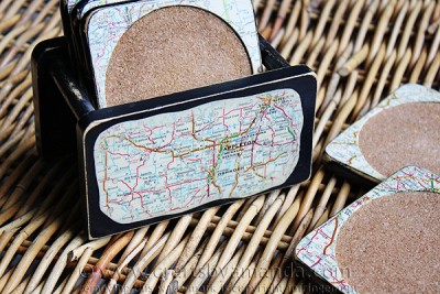 Distressed Map Coasters - Crafts by Amanda