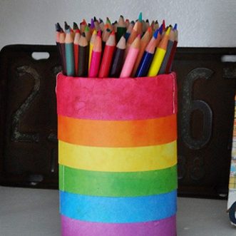 Rainbow Pencil Holder Can - Crafts by Amanda