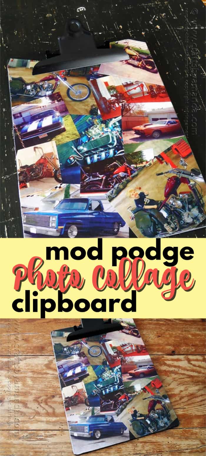 Mod Podge Photo Collage Clipboard - gift idea for him