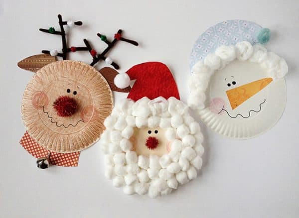 Paper Plate Santa, Snowman and Rudolph - Crafts by Amanda
