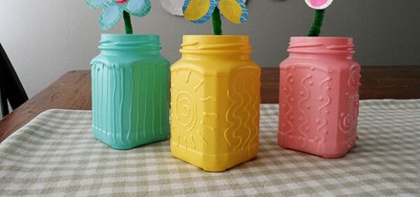Recycled Spring Jars with Texture - Crafts by Amanda