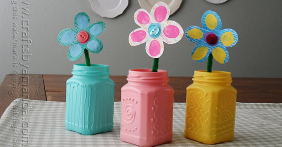 Recycled Spring Jars with Texture - Crafts by Amanda
