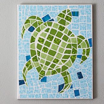 Mosaic Turtle Using Fabric and Canvas - Crafts by Amanda