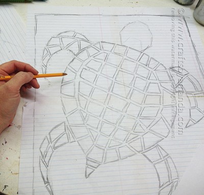 Mosaic Turtle Using Fabric and Canvas - Crafts by Amanda