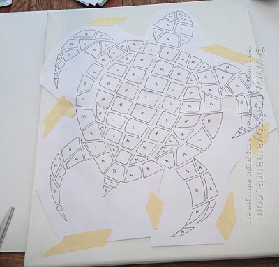 Mosaic Turtle Using Fabric and Canvas - Crafts by Amanda