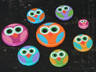 Owl Craft Using Recycled Jar Lids - Crafts by Amanda