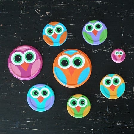 Owl Craft Using Recycled Jar Lids - Crafts by Amanda