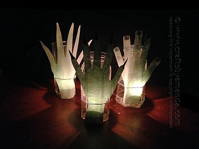 Creepy Hand Luminaries for Halloween - Crafts by Amanda