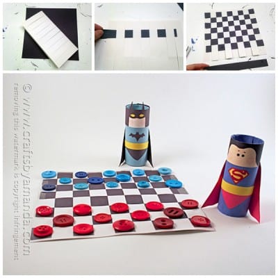 Paper Weaving: Batman vs Superman Checkers - Crafts by Amanda