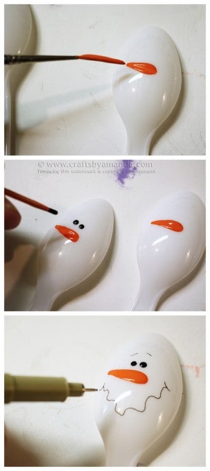 Plastic Spoon Snowmen - Crafts by Amanda