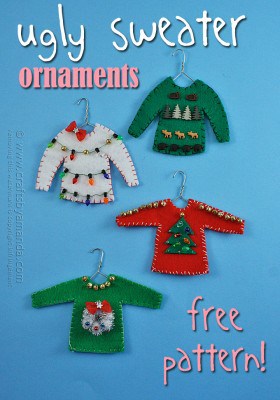 Ugly Sweater Ornaments - Crafts by Amanda