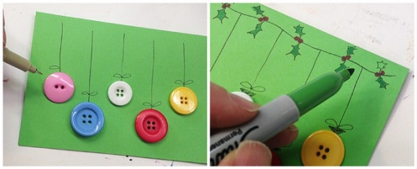 Homemade Button Cards for Christmas - Crafts by Amanda