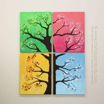 Button Tree: a beautiful canvas project full of vibrant colors