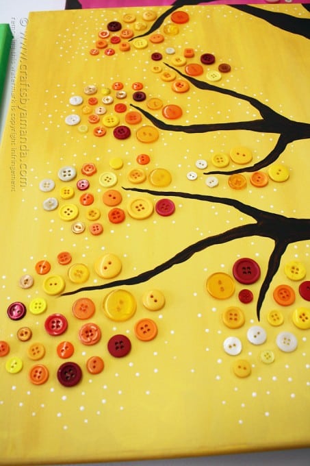 Button Tree Wall Art: 4 seasons, colorful button tree