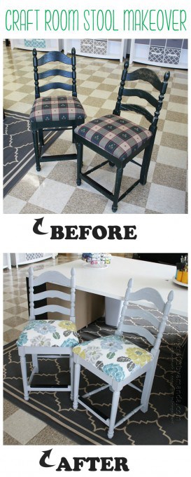 Craft Room Stool Makeover: Easy Reupholstering - Crafts by Amanda