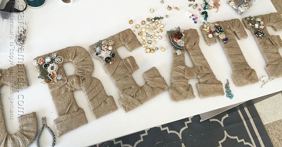 Vintage Jewel Burlap Wall Letters