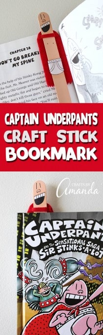 Captain Underpants Craft Stick Bookmark - Crafts by Amanda
