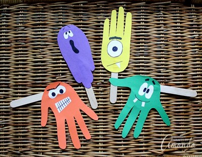 Handprint Puppets for Halloween: Ghoulish fun for kids