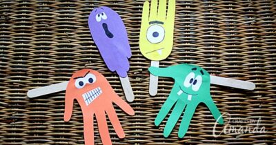 Handprint Puppets for Halloween: Ghoulish fun for kids