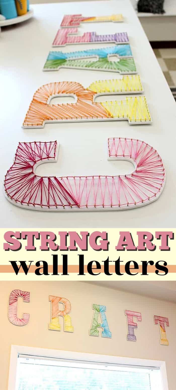 String Art - How to Make Colorful Wall Letters - Crafts by Amanda