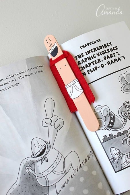 Captain Underpants Craft Stick Bookmark - Crafts by Amanda