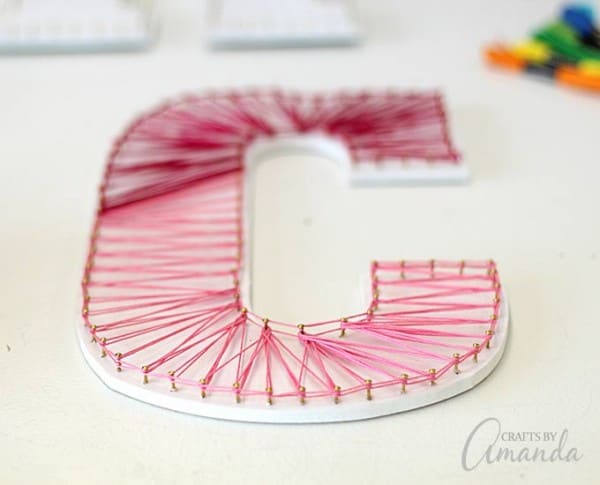 String Art - How to Make Colorful Wall Letters - Crafts by Amanda