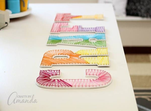 String Art - How to Make Colorful Wall Letters - Crafts by Amanda