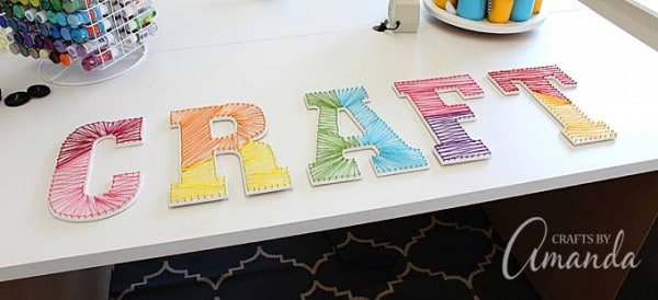 String Art - How to Make Colorful Wall Letters - Crafts by Amanda