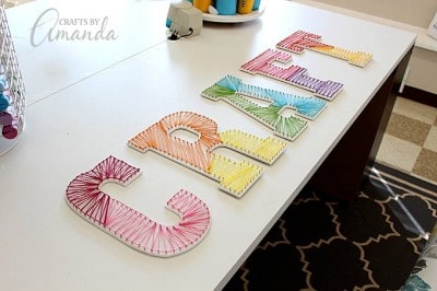 String Art - How to Make Colorful Wall Letters - Crafts by Amanda