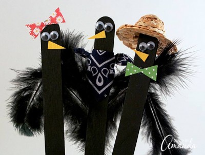 Popsicle Stick Crows - Crafts by Amanda - Easy Crafts for Kids
