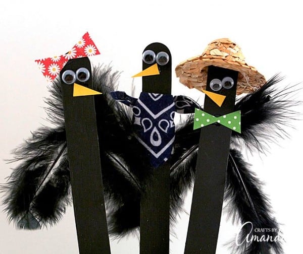 Popsicle Stick Crows - Crafts by Amanda - Easy Crafts for Kids