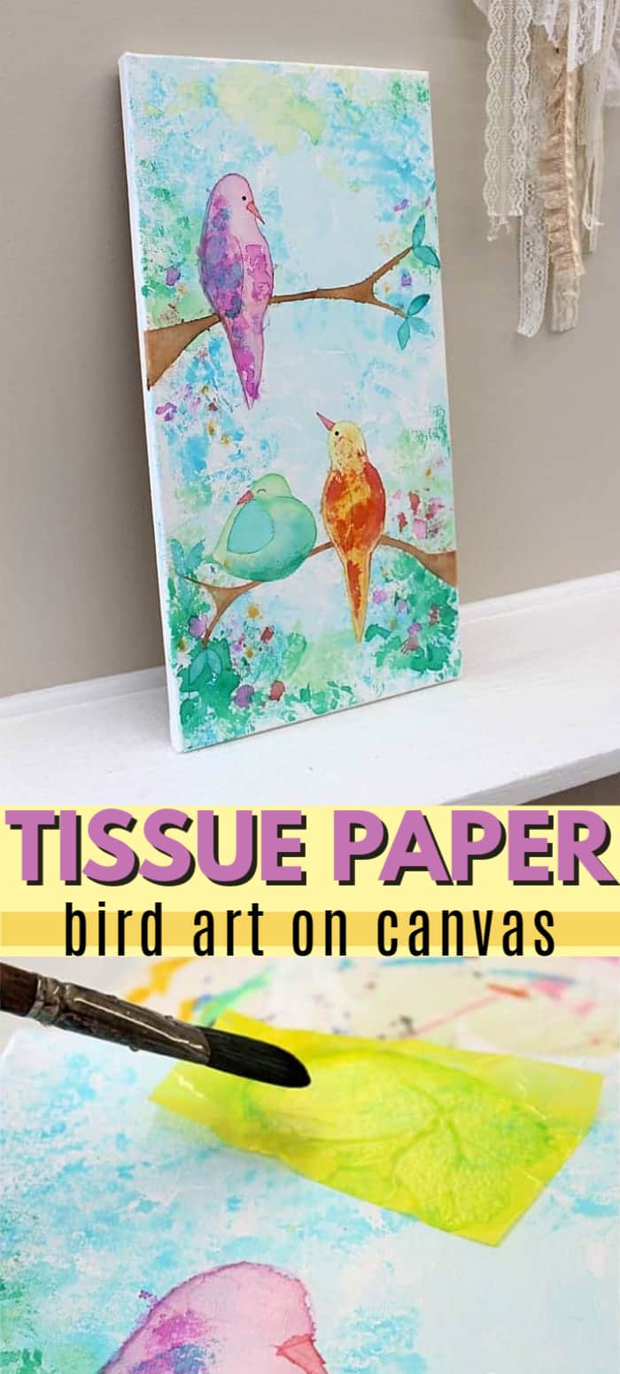 Bleeding Tissue Paper Birds on Canvas: Wall Art - Crafts by Amanda