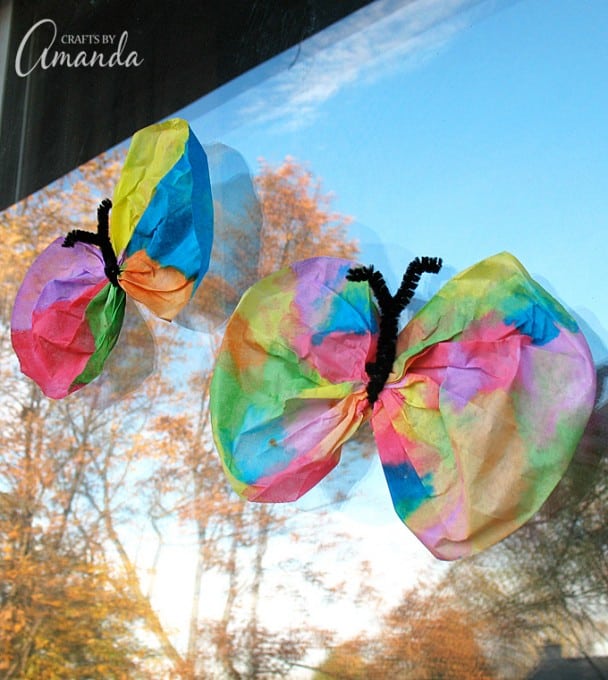 Coffee Filter Butterfly - Crafts by Amanda - Animal Crafts for Kids